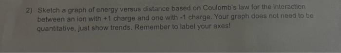Solved 2) Sketch a graph of energy versus distance based on | Chegg.com