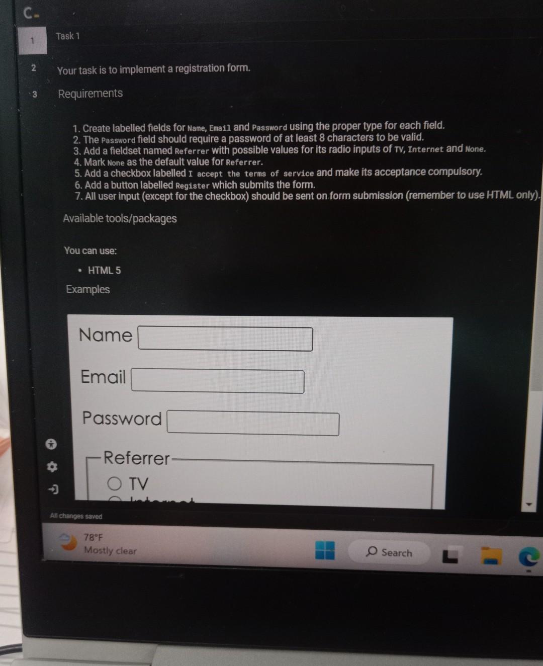 Solved Task 1 2 Your task is to implement a registration | Chegg.com