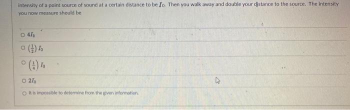 Solved intensity of a point source of sound at a certain | Chegg.com