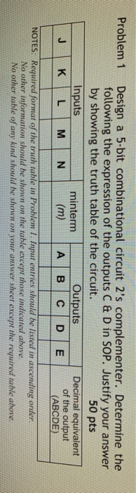 Solved Problem 1 Design A 5 Bit Combinational Circuit 2 S