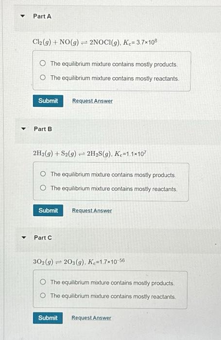 Solved Indicate whether each the following equilibrium | Chegg.com