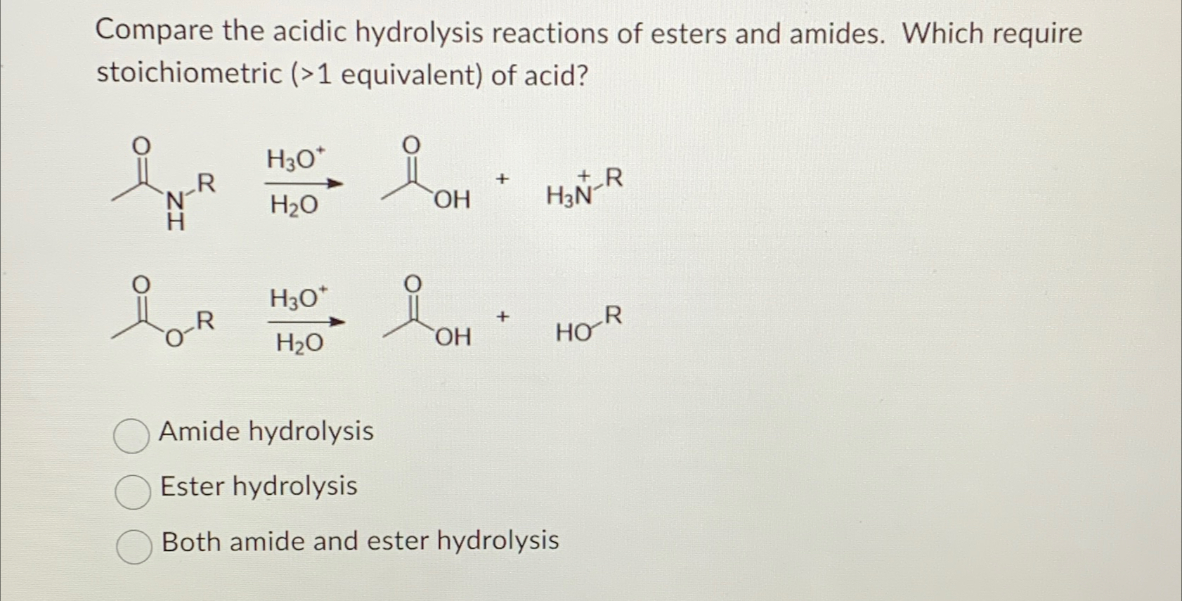 Solved Compare the acidic hydrolysis reactions of esters and | Chegg.com