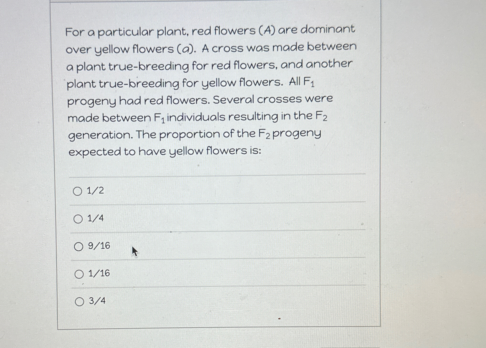 Solved For a particular plant, red flowers (A) ﻿are dominant | Chegg.com