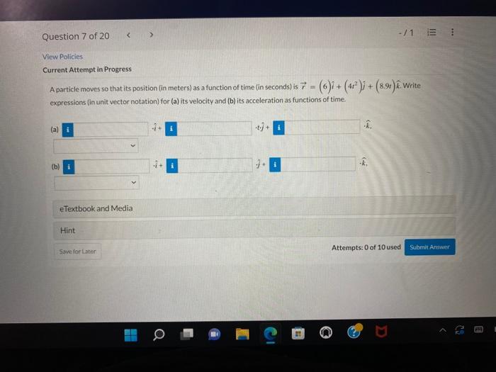 Solved A particle moves so that its position (in meters) as | Chegg.com