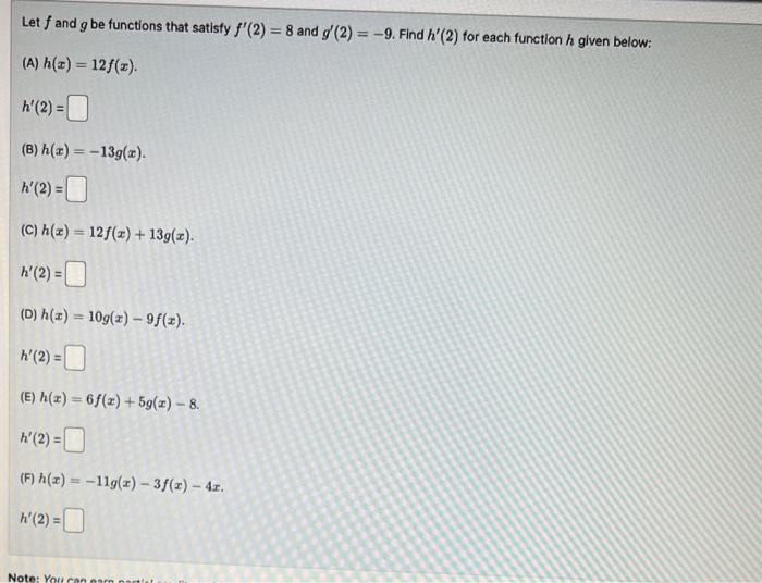 Solved Let f and g be functions that satisfy f′(2)=8 and | Chegg.com
