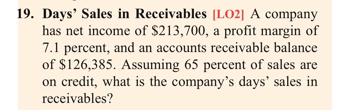 Solved Days' Sales in Receivables [LO2] ﻿A company has net | Chegg.com