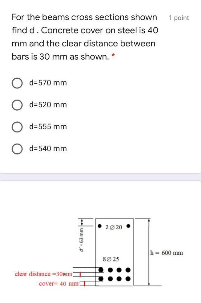 Solved 1 point For the beams cross sections shown find d. | Chegg.com