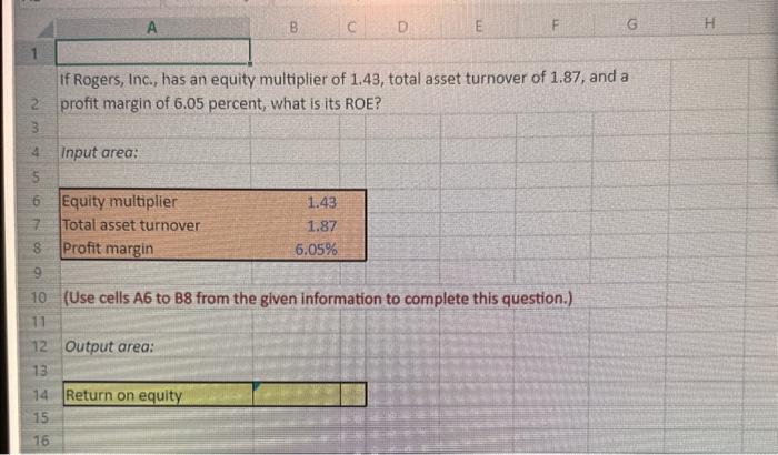 Solved If Rogers, Inc., has an equity multiplier of 1.43, | Chegg.com