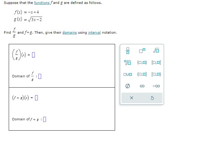 Solved Suppose that the functions f ﻿and g ﻿are defined as | Chegg.com