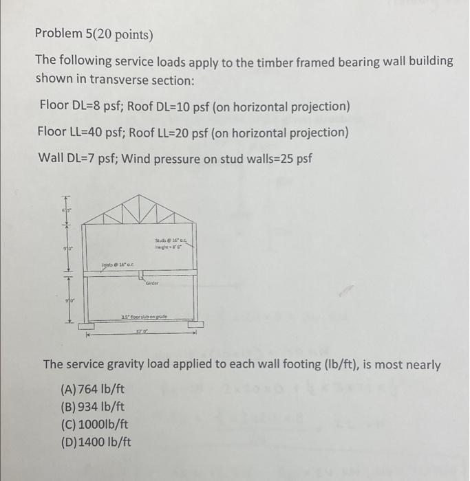 Solved Problem 5(20 points) The following service loads | Chegg.com