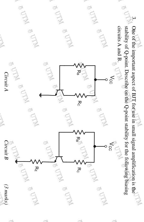 Solved Ö UTM 3. One of the important aspect of BJT for use | Chegg.com