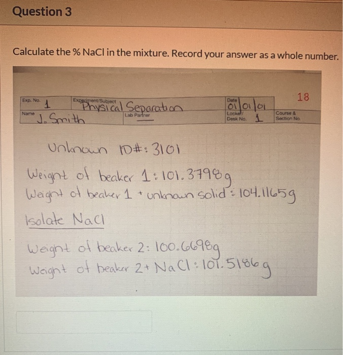 Solved Exp. No. Expedient Subject Date 1 Physical Separation | Chegg.com