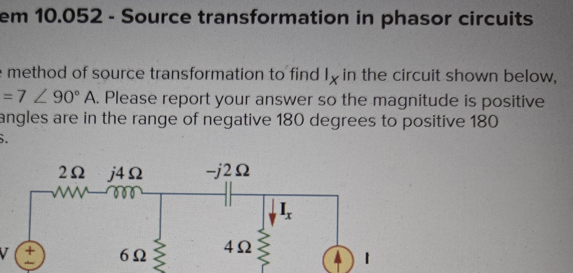 em 10.052 - ﻿Source transformation in phasor | Chegg.com