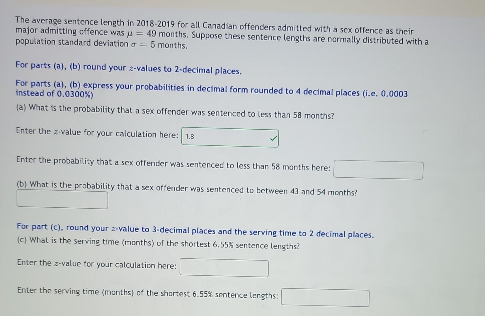 Solved The average sentence length in 2018-2019 for all | Chegg.com
