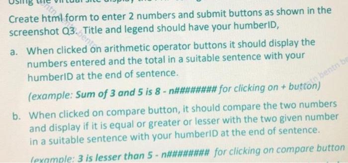 Solved Sent Create Html Form To Enter 2 Numbers And Submit