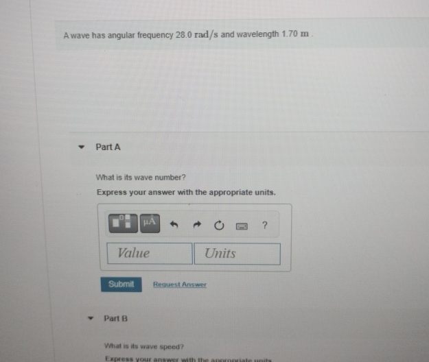 Solved A wave has angular frequency 28.0rads ﻿and wavelength | Chegg.com