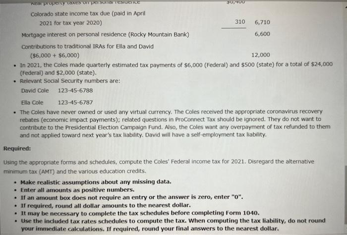 Please help with filling out form 1040 and any other | Chegg.com