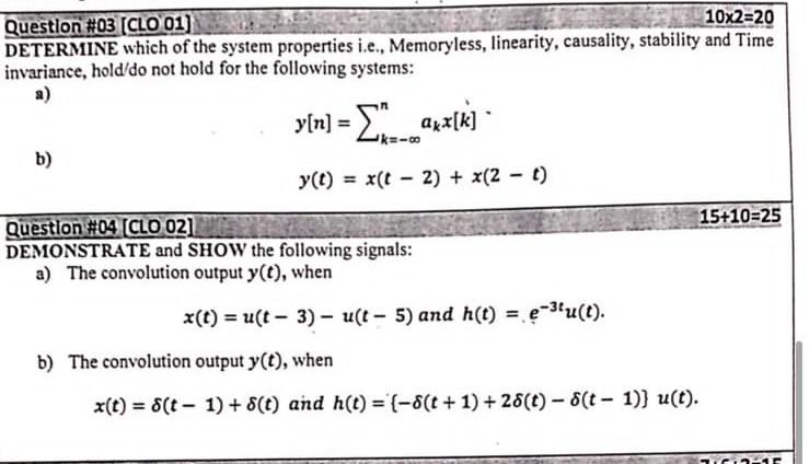 Solved DETERMINE which of the system properties i.e., | Chegg.com
