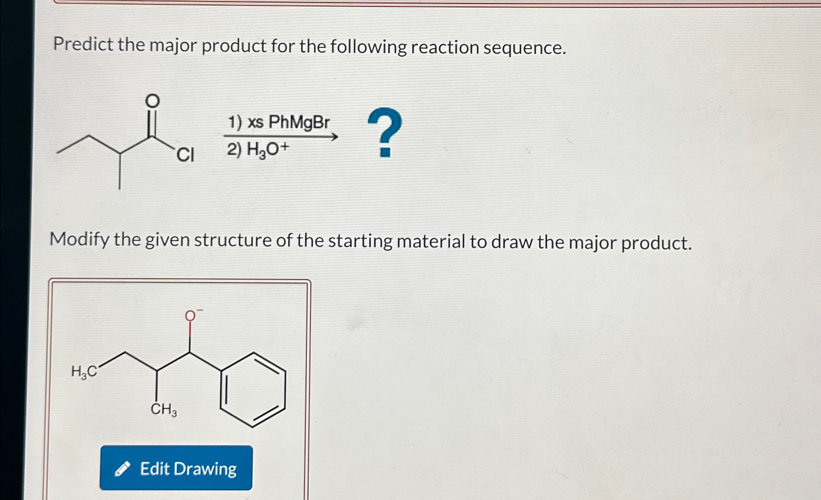 Solved Predict the major product for the following reaction | Chegg.com