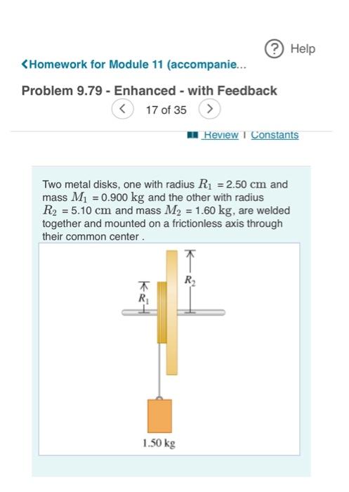 Solved Two metal disks, one with radius R1=2.50 cm and mass | Chegg.com