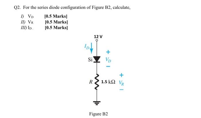 Solved Q2. For the series diode configuration of Figure B2, | Chegg.com