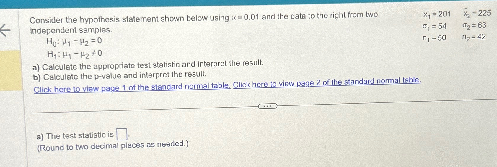 Solved Consider the hypothesis statement shown below using | Chegg.com