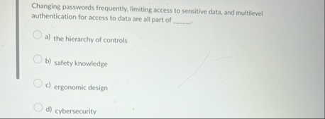 Solved Changing passwords frequently, limiting access to | Chegg.com
