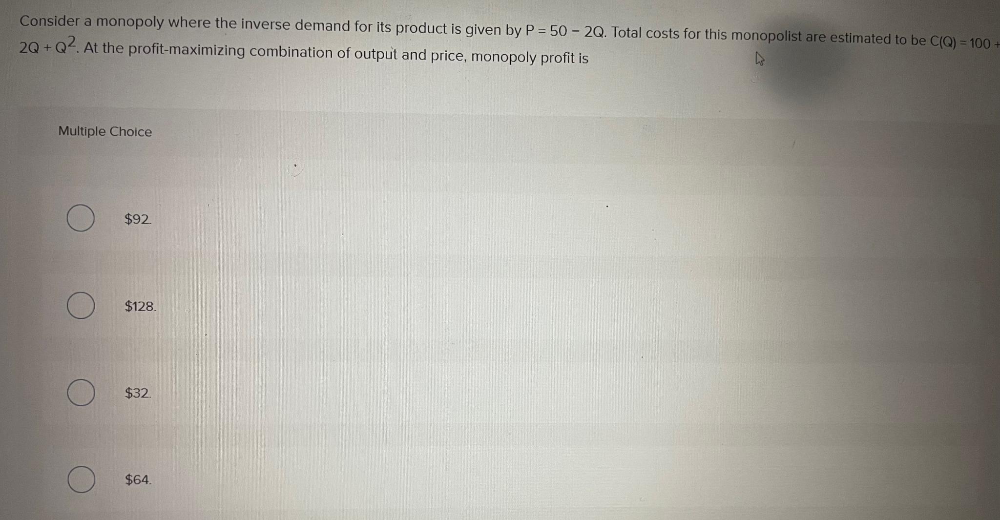 Solved Consider a monopoly where the inverse demand for its | Chegg.com