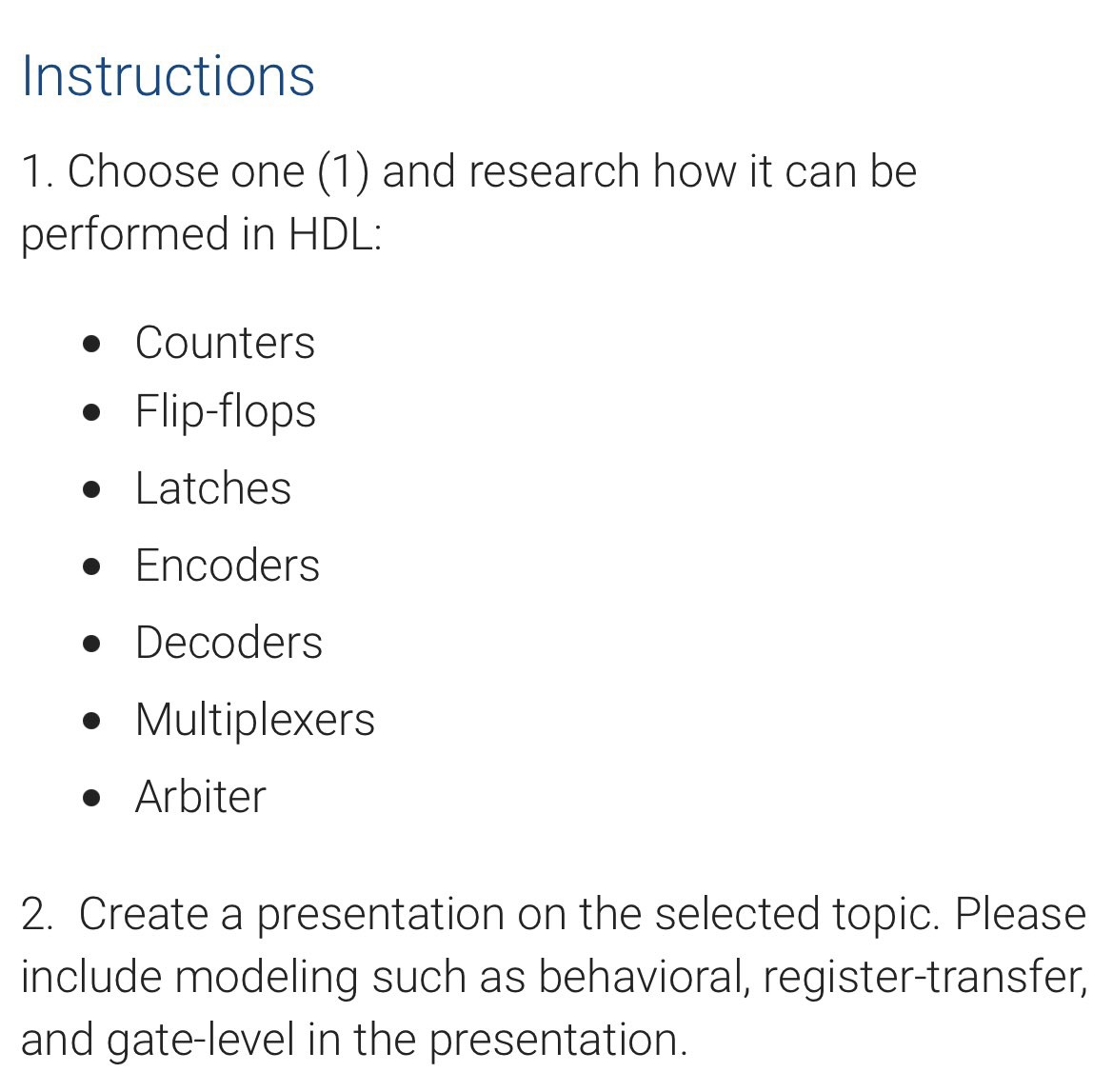 Solved Subject: Introduction to HDLChose any topic from the | Chegg.com