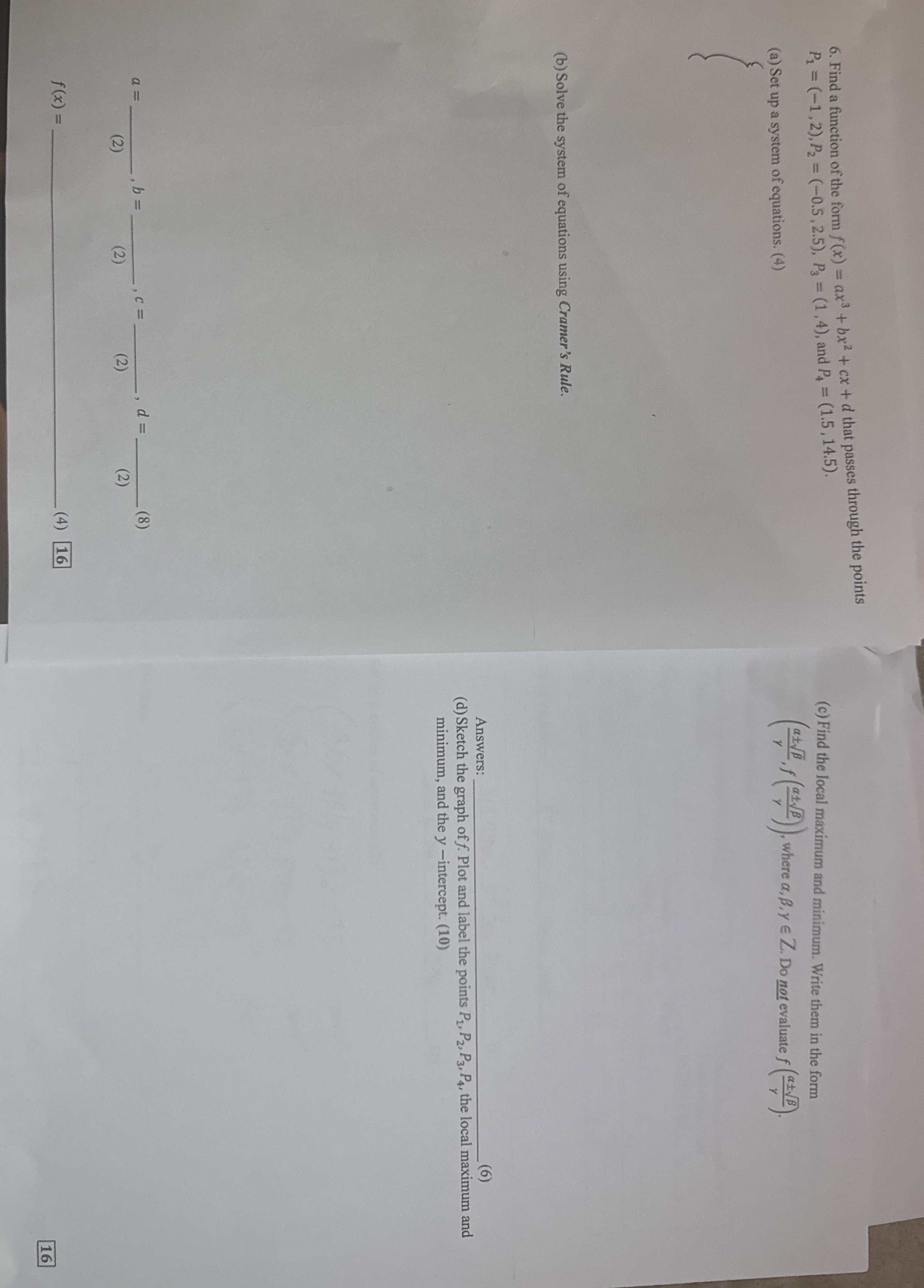 (c) ﻿Find the local maximum and minimum. Write them | Chegg.com