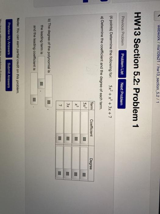 Solved webwork/ma109s21/ hw13_section_5.2/1 HW13 Section | Chegg.com Solved webwork/ma109s21/ hw13_section_5.2/1 HW13 Section | Chegg.com