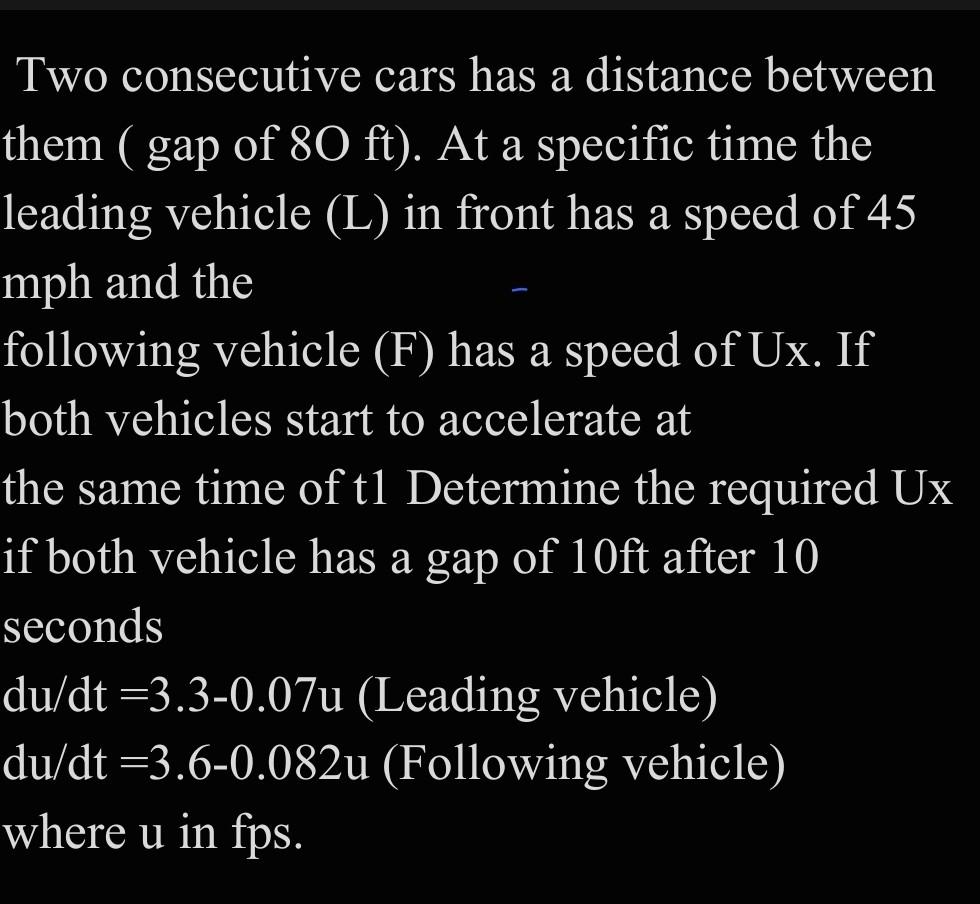Solved Two consecutive cars has a distance between them ( | Chegg.com