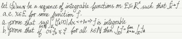 Solved let (fk)k∈N be a sequence of integrable functions on | Chegg.com
