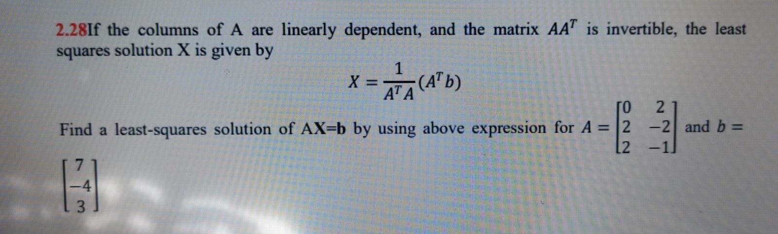 Solved 2.281f the columns of A are linearly dependent, and | Chegg.com