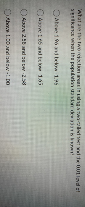 Solved What are the two rejection areas in using a | Chegg.com