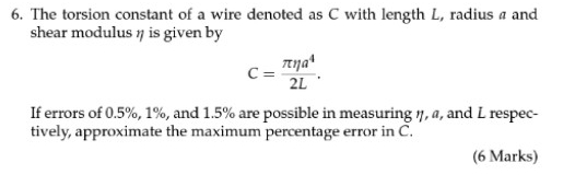 Solved The torsion constant of a wire denoted as C ﻿with | Chegg.com