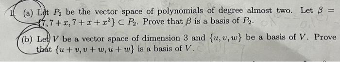 Solved (a) Let P2 be the vector space of polynomials of | Chegg.com