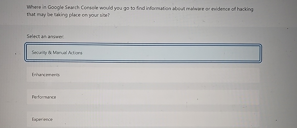 Solved Where in Google Search Console would you go to find | Chegg.com