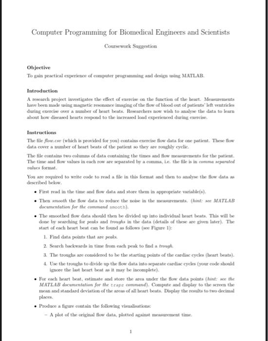 Solved Computer Programming for Biomedical Engineers and | Chegg.com