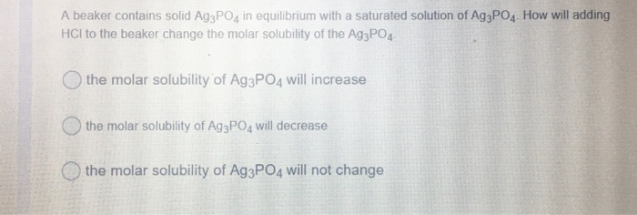 Solved A beaker contains solid Ag3PO4 in equilibrium with a | Chegg.com
