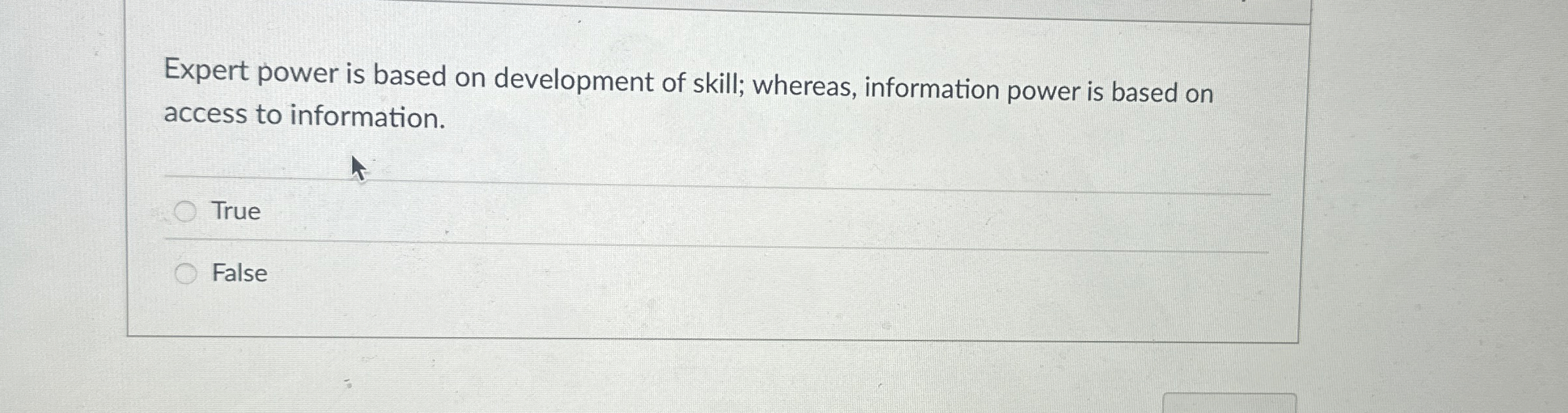 Solved Expert power is based on development of skill; | Chegg.com