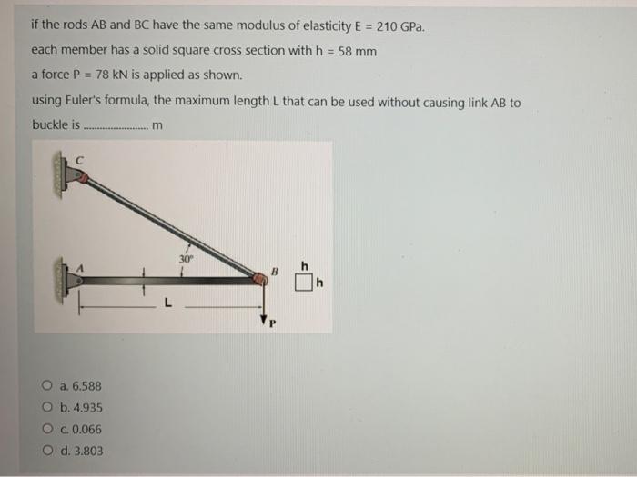 Solved if the rods AB and BC have the same modulus of | Chegg.com