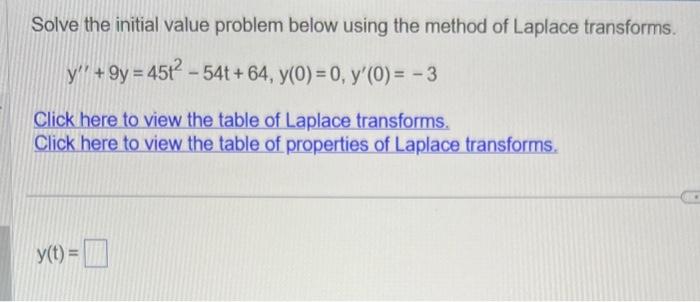 Solved Solve the initial value problem below using the | Chegg.com