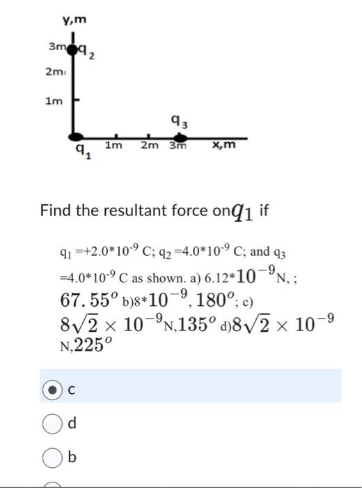 Solved Find the resultant force on q1 if | Chegg.com