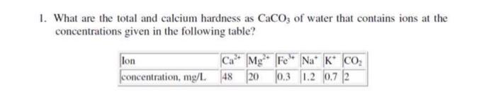 Solved What are the total and calcium hardness as CaCO3 of | Chegg.com