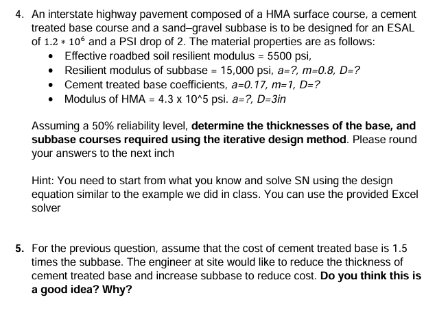 Solved An interstate highway pavement composed of a HMA | Chegg.com
