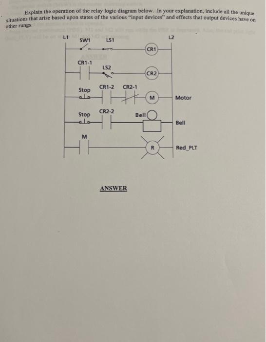 Solved Explain the operation of the relay logic diagram | Chegg.com