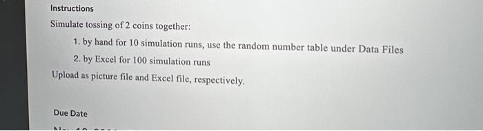 Solved Instructions Simulate tossing of 2 coins together: 1. | Chegg.com