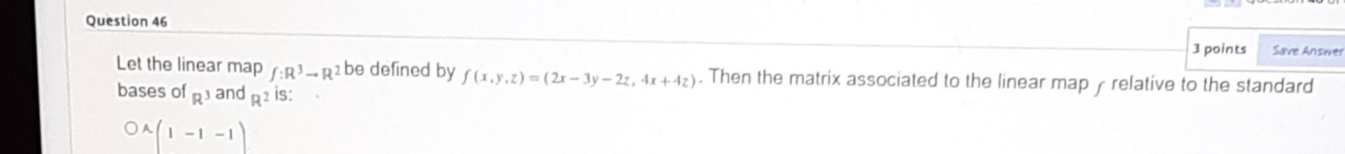 Solved Sare Answer Question 46 3 Points Let The Linear 