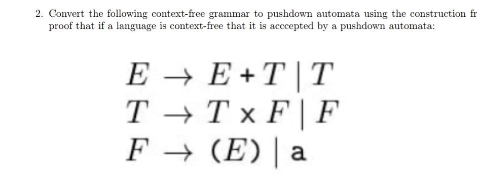 Solved Convert the following context-free grammar to | Chegg.com